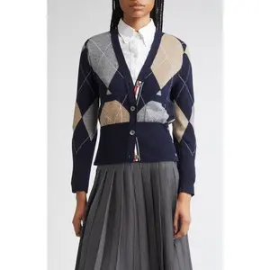 Thom Browne Argyle Cashmere Cardigan - Navy