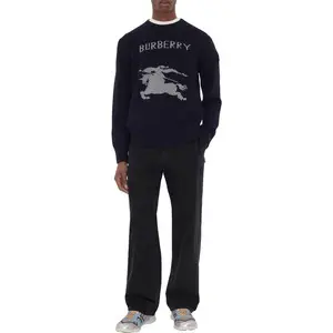 Burberry Equestrian Knight Wool Cashmere Sweater - Navy