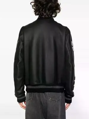 Off-White Logo-appliqué Leather Bomber Jacket