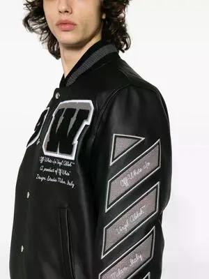 Off-White Logo-appliqué Leather Bomber Jacket