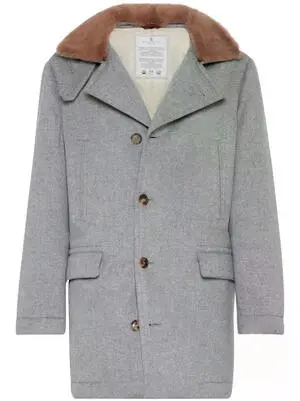 Brunello Cucinelli Short Cashmere Coat With Faux-fur Collar