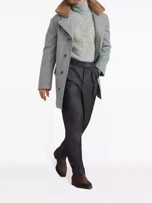 Brunello Cucinelli Short Cashmere Coat With Faux-fur Collar