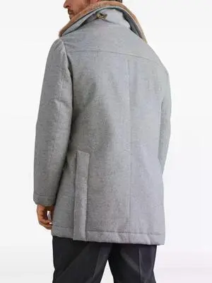 Brunello Cucinelli Short Cashmere Coat With Faux-fur Collar