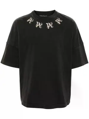 Palm Angels Monogram-print Cotton T-shirt - Grey