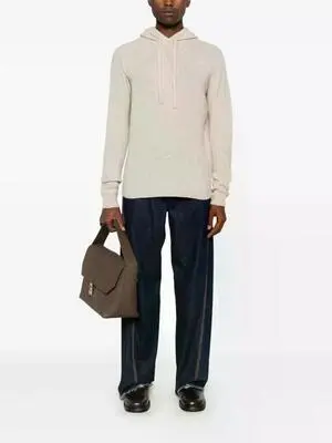 ROBERTO COLLINA Marl Knit Hoodie - Neutrals