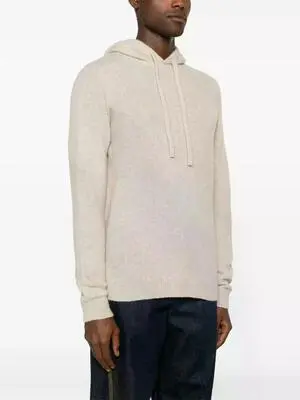 ROBERTO COLLINA Marl Knit Hoodie - Neutrals