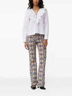 GANNI Ruffle-collar Organic Cotton Blouse