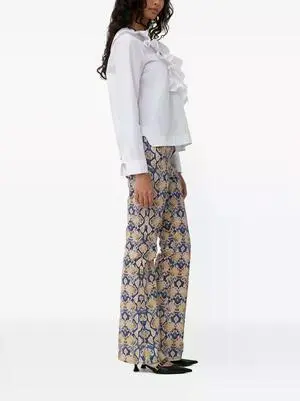 GANNI Ruffle-collar Organic Cotton Blouse