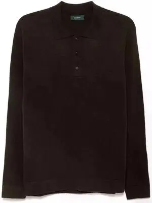 ZANONE Knitted Polo Shirt - Brown