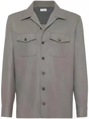 Brunello Cucinelli Camp-collar Long-sleeve Shirt - Grey