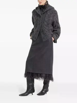Brunello Cucinelli Feather-trimmed Wool Skirt