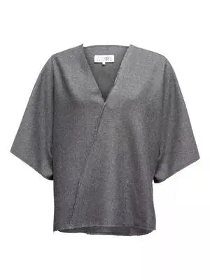 MAISON MARGIELA V-neck Blouse With Raw-cut Detail