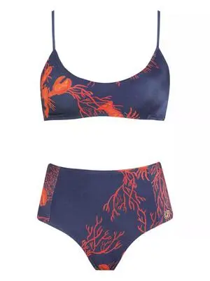 BRIGITTE Coral-print Bikini - Blue