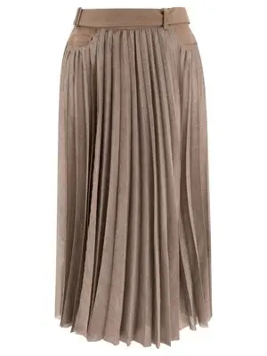 Sacai Pleated Long Skirt - Beige