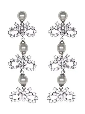 SELF-PORTRAIT Diamond And Pearl Dangle Earrings - Silver
