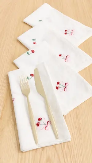 LoveShackFancy Cherry Embroidered Napkin Set