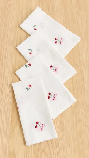 LoveShackFancy Cherry Embroidered Napkin Set