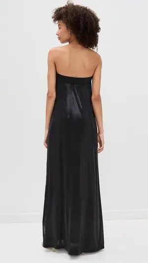Norma Kamali Strapless Maxi Gown With Side Slit - Black-0