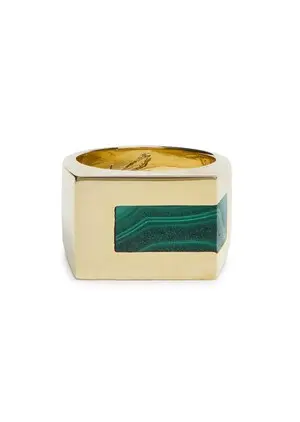 LEGIER Stone-embellished Brass Ring - Green