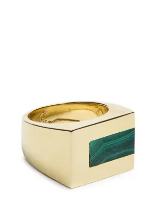LEGIER Stone-embellished Brass Ring - Green