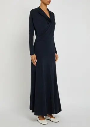 Tove Eadan Draped Stretch-jersey Maxi Dress - Navy