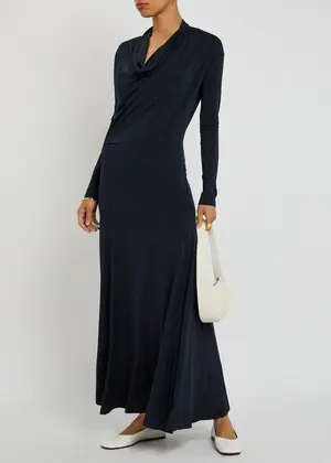 Tove Eadan Draped Stretch-jersey Maxi Dress - Navy