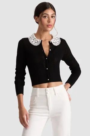 Alice + Olivia Carson Collared Cardigan - Black