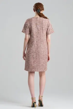 Natori Tweed Short Sleeve Shift Dress