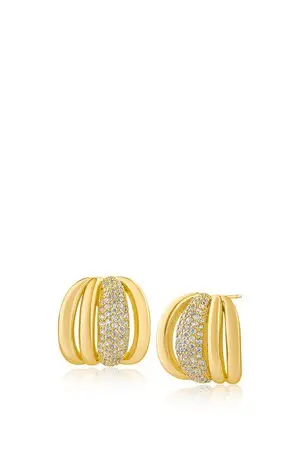 KENNETH JAY LANE Pave Caged Earrings - Gold