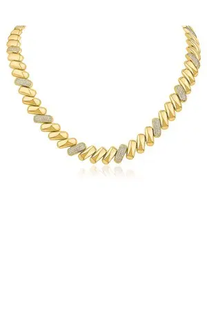 KENNETH JAY LANE Pave Cz Alternating Chain Link Necklace - Natural