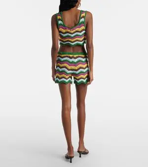 BANANHOT Kim Striped Crochet Cotton-blend Shorts - Multicoloured