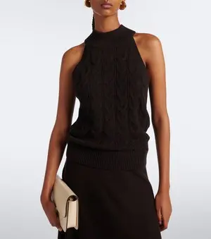 LISA YANG Serafine Cable-knit Cashmere Top - Brown