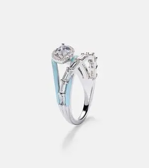 KAMYEN 18kt White Gold Diamond And Enamel Ring