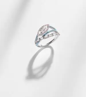 KAMYEN 18kt White Gold Diamond And Enamel Ring