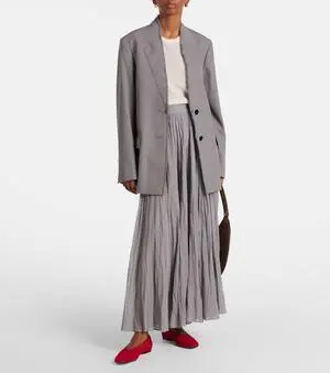 TOTEME Plissé Cotton-blend Maxi Skirt - Grey