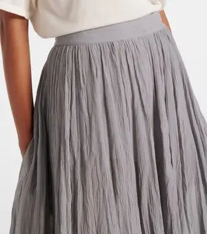 TOTEME Plissé Cotton-blend Maxi Skirt - Grey