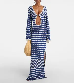 BANANHOT Rey Knitted Cotton-blend Maxi Dress - Blue