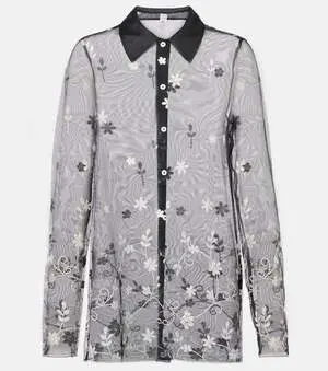 TOTEME Embroidered Semi-sheer Shirt - Black