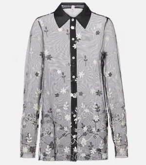 TOTEME Embroidered Semi-sheer Shirt - Black