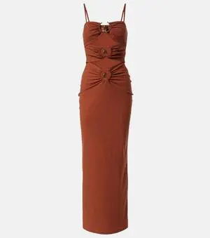 Christopher Esber Pierced Orbit Cutout Jersey Maxi Dress