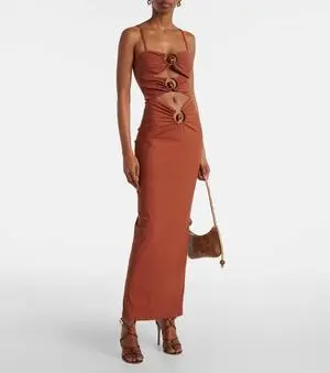 Christopher Esber Pierced Orbit Cutout Jersey Maxi Dress