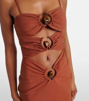 Christopher Esber Pierced Orbit Cutout Jersey Maxi Dress