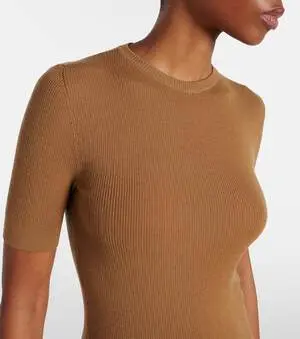 Khaite Celina Ribbed-knit Wool-blend Top - Brown