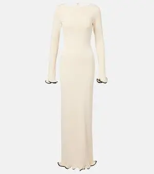 SAME Knitted Ruffled Maxi Dress - White