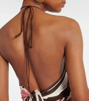 SIR. Thistle Striped Open-back Silk Satin Top