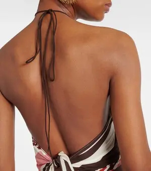 SIR. Thistle Striped Open-back Silk Satin Top