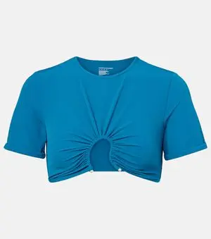 Christopher Esber Crescent Gathered Crop Top - Blue