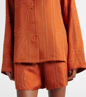 TOTEME Monogram Silk Twill Pajama Shirt - Orange