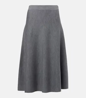 Jardin Des Orangers Wool High-rise Midi Skirt - Grey