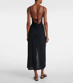 TOTEME Cotton And Silk Blend Midi Skirt - Black